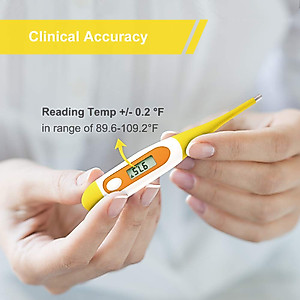 Digital Oral Thermometer for Adults Baby Infant Thermometer,Easy@Home Medical Thermometer,Basal Body Temperature Thermometer for Rectal Mouth Underarm with Fever Alarm EMT-021-Yellow