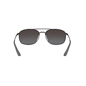 Ray-Ban RB3654 Square Sunglasses, Black/Polarized Grey Mirrored Gradient Silver, 60 mm
