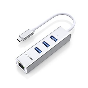 LENTION USB C Hub Ethernet Adapter, 3 USB 3.0 Ports, RJ45 Network Connector for 2023-2016 MacBook Pro, New Mac Air/iPad Pro, Chromebook, More, Stable Driver Certified (CB-C23s, Silver)