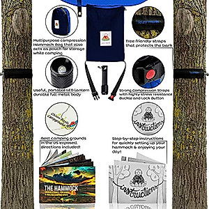 Lazy Monk 2 Person Hammock w/Tree Straps | Portable Foldable Parachute Double Hamock Outdoor, Travel, Camping | Hamaca para dos | Complete Two People Couple Patio Backyard Outside Hanging Swing Amaca