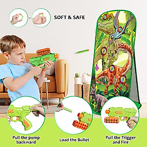 ABERLLS Shooting Game Toy for Age 5 6 7 8 9 10+ Years Old Kids, Boys, Dinosaur Shooting Target with 2 Foam Dart Blasters 40 Foam Darts, Ideal Kids Gift for Indoor Outdoor