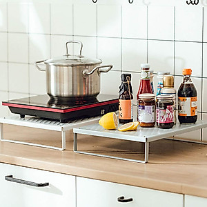 Hemoton Microwave Oven Rack Shelf Toaster Stand Kitchen Counter Seasoning Storage Rack Cabinet Organizer for Kitchen Utensils Towels Spices (Grey)