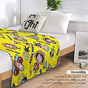 Anime Pirate Flannel Throw Blanket Soft Resistant for Living Room/Bedroom/Sofa/Chair 50"x60"
