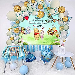 Cartoon Classic Bear Backdrop for Baby Shower Decorations Honey Heart Balloon Its Friends Background Girls Party Supplies Cake Table Banner Kids Photography Studio Props, 7x5FT(210x150cm)