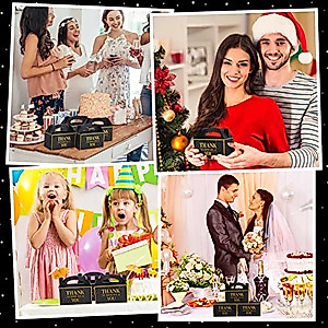 Yahenda 60 Pcs Thank You Gable Treat Boxes Black and Gold Gift Box Thank You Party Favor Boxes Bronzing Small Goodies Gift Wrap Boxes for Birthday Wedding Graduation Party Teacher Appreciation Gifts