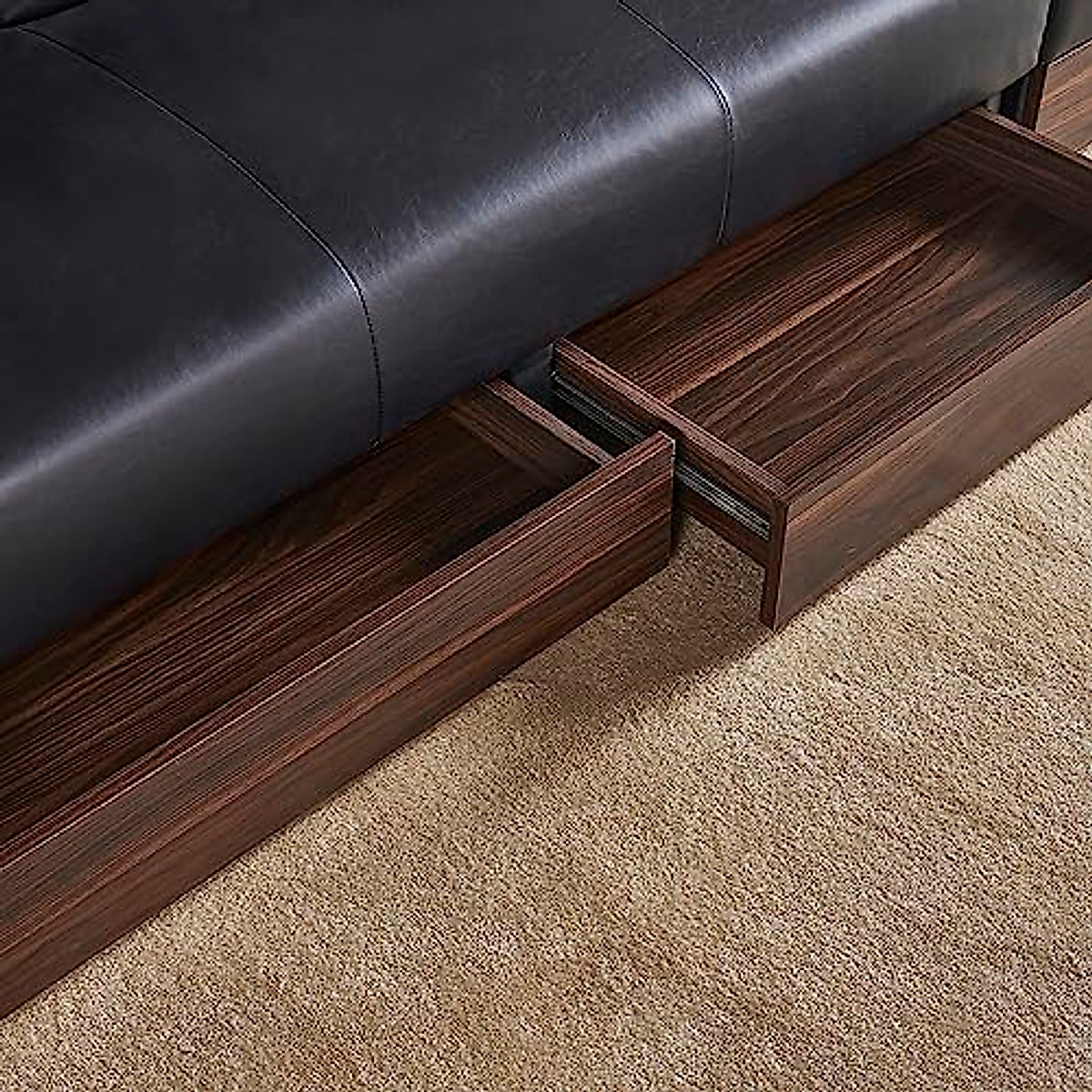 FULife Multi-Functional Futon Sofa Loveseat Convertible Sleeper Couch Bed Daybed with 2 Cup Holders, Drawers and Storage Box Can Be Used As Tea Table and Pedal for Living Room Small Space