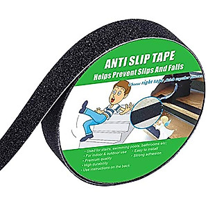 Yorwe Anti Slip Tape, High Traction,Strong Grip Abrasive, Not Easy Leaving Adhesive Residue, Indoor & Outdoor (1" Width x 190" Long, Black)