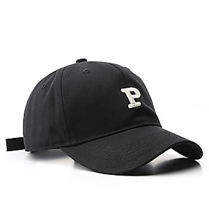 Men Women Letter Embroidered Baseball Cap, Cotton Adjustable Strap Outdoor Casual Hip Hot Hats Black