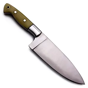 GCS Handmade Bone Handle D2 Tool Steel Chef Knife with leather sheath Full tang blade designed for Hunting & EDC GCS 179