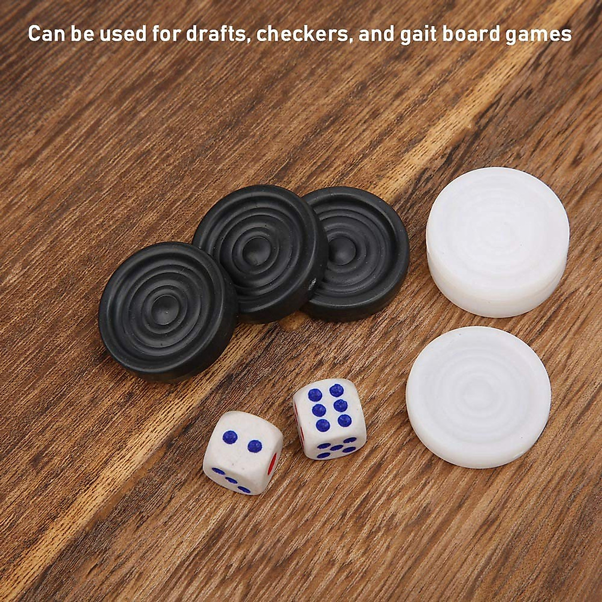 Wooden Backgammon Pieces, 22mm Plastic Black White Backgammon Checkers Pieces Set Solid Wood Checkers Set Staunton Chess