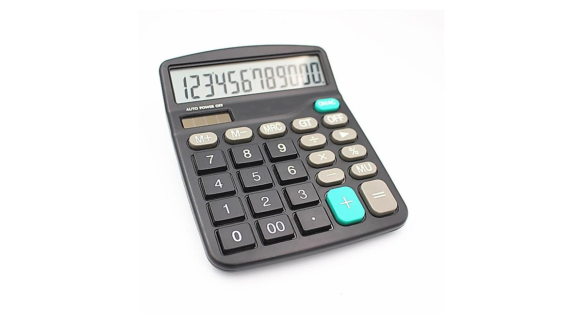 MJWDP 12-Digit Desk Calculator with Large Buttons & Dual LCD