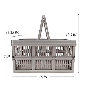 Home+Solutions 3 Piece Collapsible Basket Set - Grey Plastic Containers for Multipurpose Storage