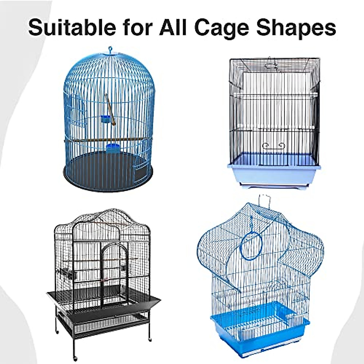 SIMENA Bird Cage Seed Catcher, Skirt for Bird Cage, Nylon Mesh Bird Cage Liners, Easy Cleaning Bird Cage Cover for Small and Medium Sized Cages (White, 45&quot;-59&quot;)
