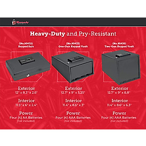 Hornady 1 Gun Keypad Vault Safe with Keypad Entry – Secure Your Firearms and Valuables – 4-6 Keypad Entry, Interior Light and Backup Keys – Black, 12.7 (H) x 9 (W) x 5.25 (D) Inches – Item 95433
