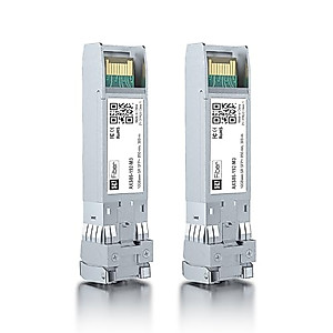 10G Multimode SFP+ LC Module, 10GBase-SR Fiber Transceiver for Ubiquiti UniFi UF-MM-10G, Mikrotik, Netgear, D-Link,TP-Link and More (MMF,850nm,300m,DDM) 2 Pack