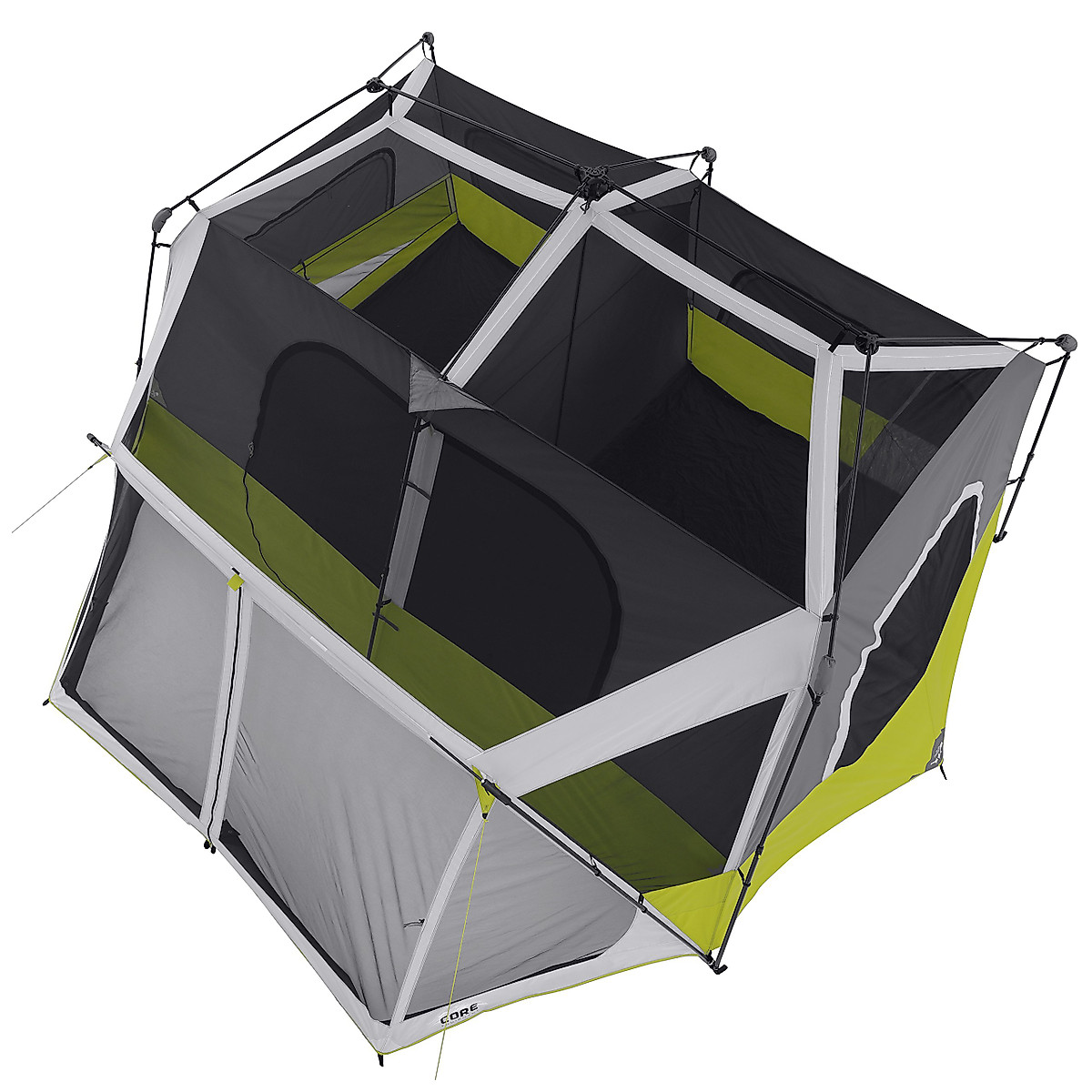 CORE 10 Person Instant Cabin Tent | 2 Room Huge Tent with Screen Room for Family with Storage Pockets for Camping Accessories | Portable Large Pop Up Tent for 2 Minute Camp Setup