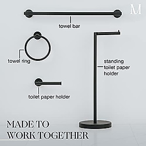 Marmolux Acc - Free Standing Toilet Paper Holder Stand 1pc - Bathroom Storage for 4 Rolls of Toilet Tissue Modern Stainless Steel Matte Black Toilet Paper Stand. - Toilet Roll Stand - Tp Holder Stand