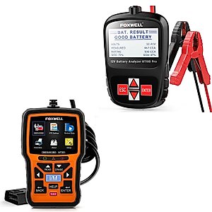FOXWELL Car Battery Tester Analyzer BT100 Pro 12V Automotive 100-1100CCA Detect Health Faults for Regular Flooded Agm Flat Plate Spiral Gel Batteries