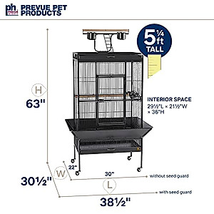 Prevue Hendryx Signature Select Series Wrought Iron Bird Cage in Black