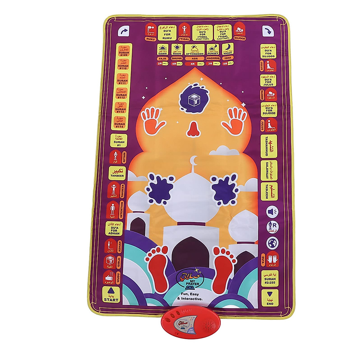 Electronic Muslim Prayer Mat, Convenient 7 Languages Multifunctional Smart Muslim Prayer Mat for Children Over 3 Years Old