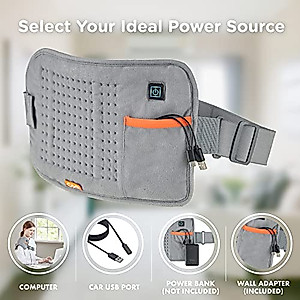 Codi Portable Heating Pad, USB Powered Cordless Heat Pads for Car Travel, Wireless Electric Wrap for Back Shoulder Arm, Gel Pack Included Cold/Hot Use, 14 X 8", Grey