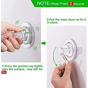 LUXEAR Suction Cup Hooks - 6 Pack Suction Hooks Reusable Powerful Waterproof Shower Hooks - Heavy Duty Vacuum Suction Hanger for Shower, Window, Towel, Loofah, Glass Door