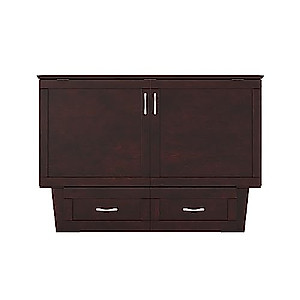 AFI, Monroe Murphy Bed Chest with 6 inch Memory Foam Folding Matttress, Built-in Charging Station and Storage Drawer, Full, Espresso