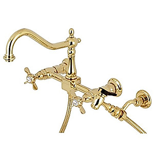 Kingston Brass KS1242BEXBS Essex Bridge Kitchen Faucet, 8-1/2 Inch in Spout Reach, Polished Brass