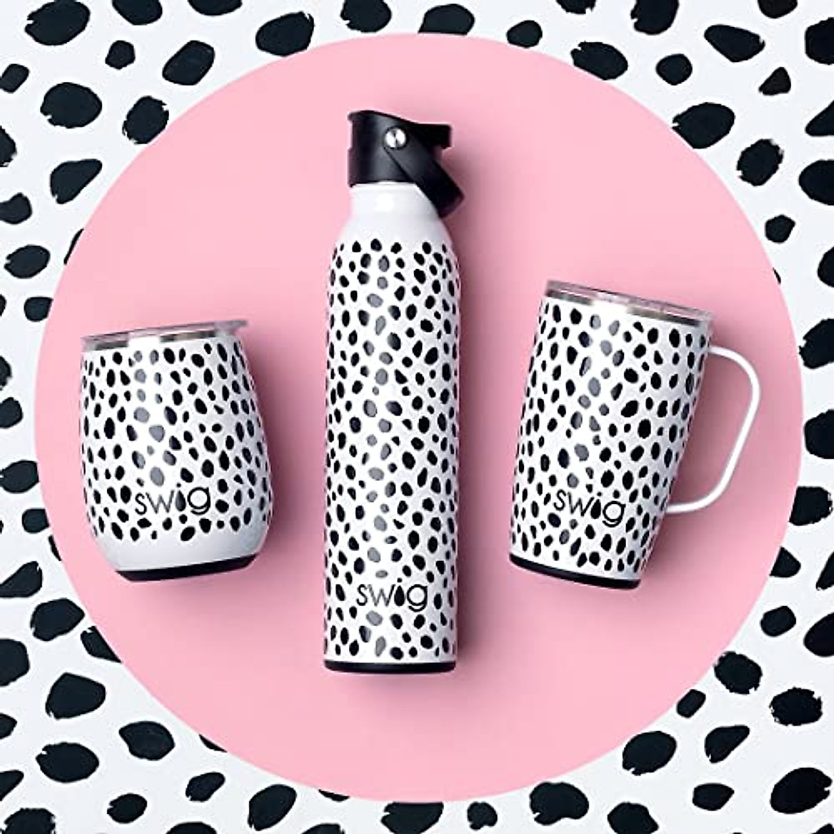 Swig Life 20oz Insulated Water Bottle with Straw & Flip + Sip Handle | Leak Proof, Dishwasher Safe, Cup Holder Friendly, Stainless Steel Water Bottle in Dipsy Daisy