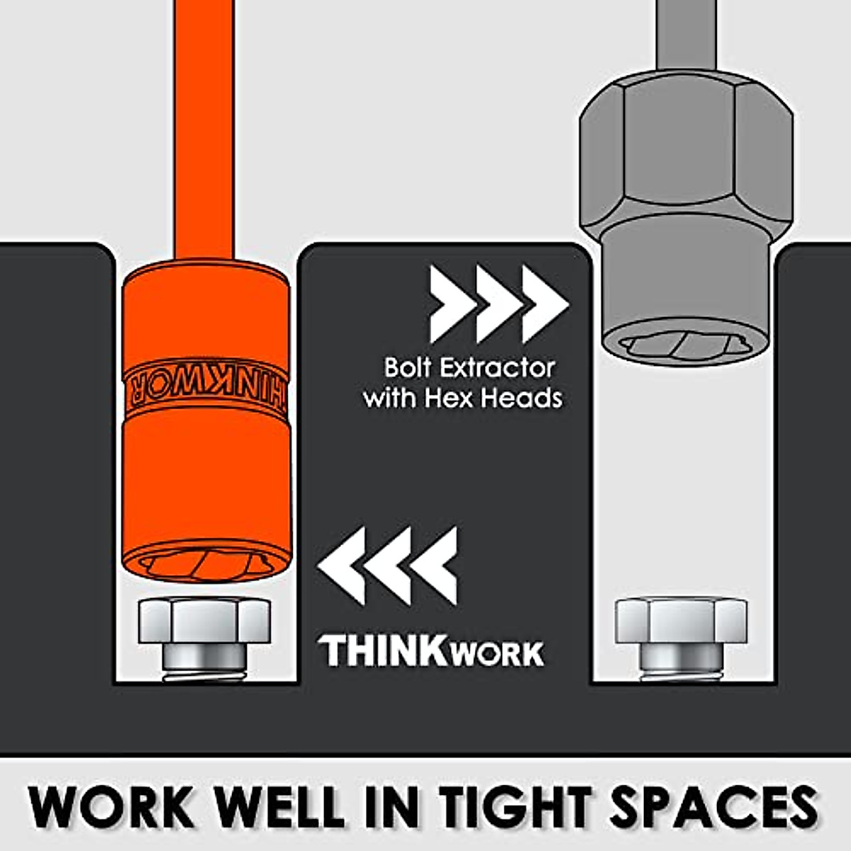 THINKWORK Upgrade Bolt Extractor Set, 32 Pieces Impact Bolt & Nut Remover Set, Stripped Lug Nut Remover, Extraction Socket Set for Removing Damaged, Frozen, Rusted, Rounded-Off Bolts, Nuts & Screws