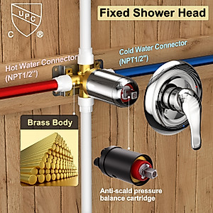 HIMK Shower Tub Faucet Set - Shower Faucet and 9 Modes Rain Shower Head with Single Handle Shower Trim Kit, Bathtub Faucet Shower System with Shower Valve, Chrome