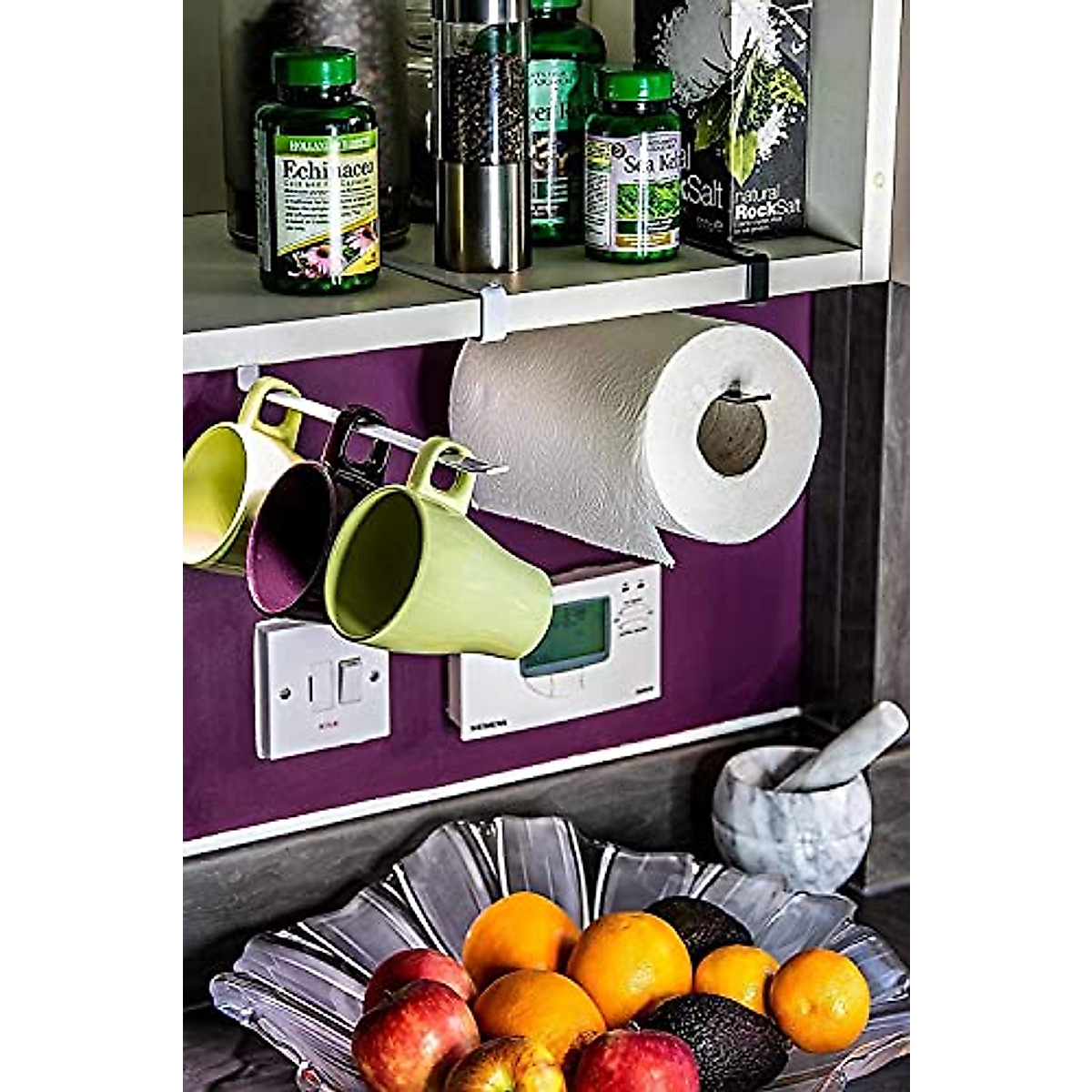 Kitchen Paper Roll Holder Paper Towel Rack Dining Table Kitchen Paper Roll Holder Vertical Paper Towel Storage Rack ( Color : Black )