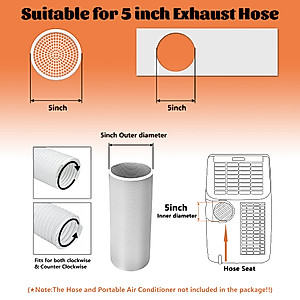 GCGOODS Portable Air Conditioner Window Seal Plates Kit for 5 Inch Diameter Exhaust Hose, 3 Adjustable Mobile AC Window Kit with Plastic Guard Up to 47", Universal Sealing Panels for Sliding Windows