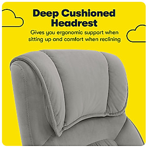 Serta Executive Office Chair Ergonomic Computer Upholstered Layered Body Pillows, Contoured Lumbar Zone, Base, Fabric, Black/Grey