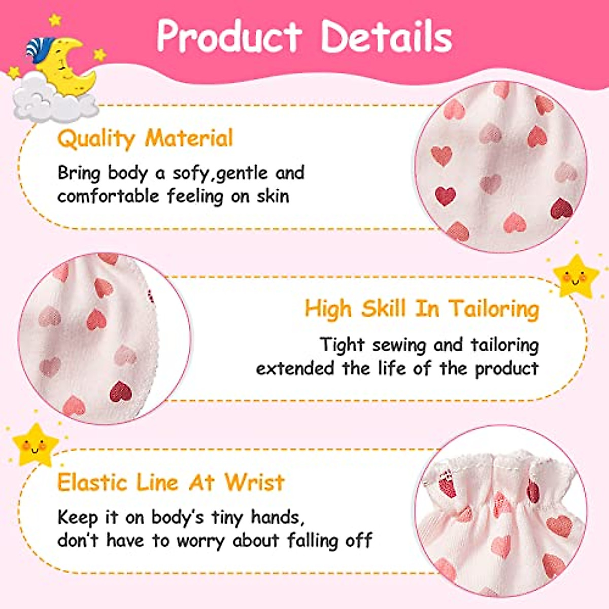 Geyoga Newborn Baby Mittens No Scratch Mittens Soft Elastic Infant Baby Gloves Mittens for 0-6 Months Baby(Lovely Style, 40 Pairs)