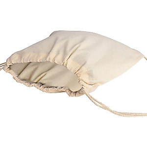 TBF (12 Pack) Set of 12 Durable Cotton Canvas Drawstring Backpack Bags 14" W x 16" H (Natural)