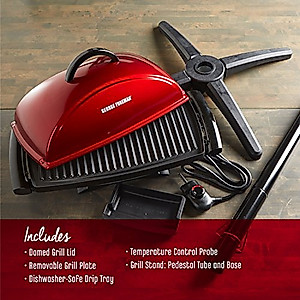 George Foreman 12-Serving Indoor/Outdoor Rectangular Electric Grill, Red, GFO201R