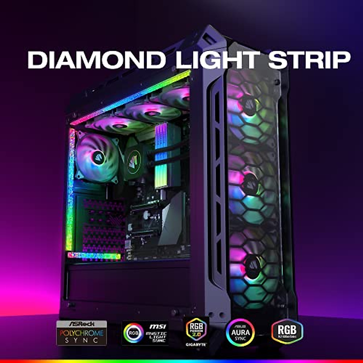 AsiaHorse Acrylic ARGB LED Strip for PC Case with 5V 3-pin ARGB LED and 4-pin Header, Compatible with Aura SYNC, Gigabyte RGB Fusion, MSI Mystic Light Sync - 5.6inches