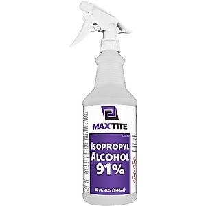 MaxTite 91% Isopropyl Alcohol (32 fl oz) - Includes Heavy-Duty Spray Nozzle - Made in USA