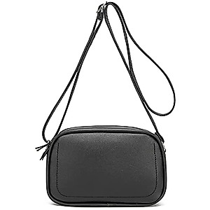 Triple Zip Small Crossbody Bags for Women, Vegan Leather Crossbody Purse for Travel, Lightweight Shoulder Bag Black