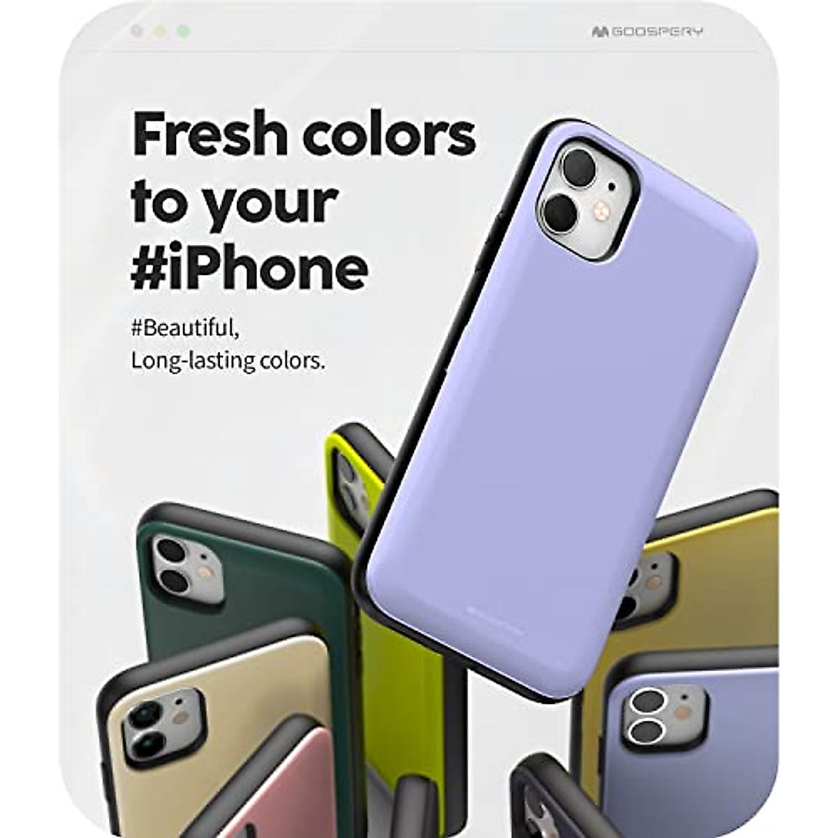 GOOSPERY iPhone 11 Case, iPhone 11 Wallet Case with Card Holder, Protective Dual Layer Bumper Phone Case - Lilac Purple