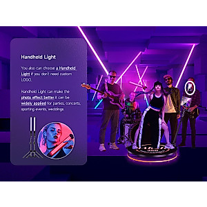 HARZHI 360 Photo Booth 57CM + 24V Battery, Automatic 360 Spin Camera Booth Machine for Parties Christmas Wedding with Free Logo Ring Light Accessories