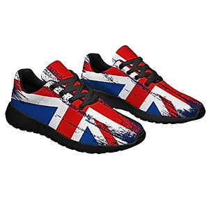 Vintage Union Jack Flag Shoes Mens Womens Running Shoes British UK Flag Athletic Casual Tennis Sneakers Black Size 5