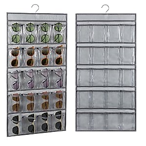 TEMUORG 2 Pcs Sunglasses Organizer Storage Sunglass Holder for Wall Hanging Eyeglass Organizer for Multiple Glasses (GRAY)