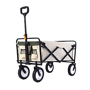 Suuim Garden Wagon Folding Wagon Utility Wagon Collapsible Utility Wagon Carts Large Capacity Beach Folding Wagon with Large Wheels Outdoor Camping Collapsi