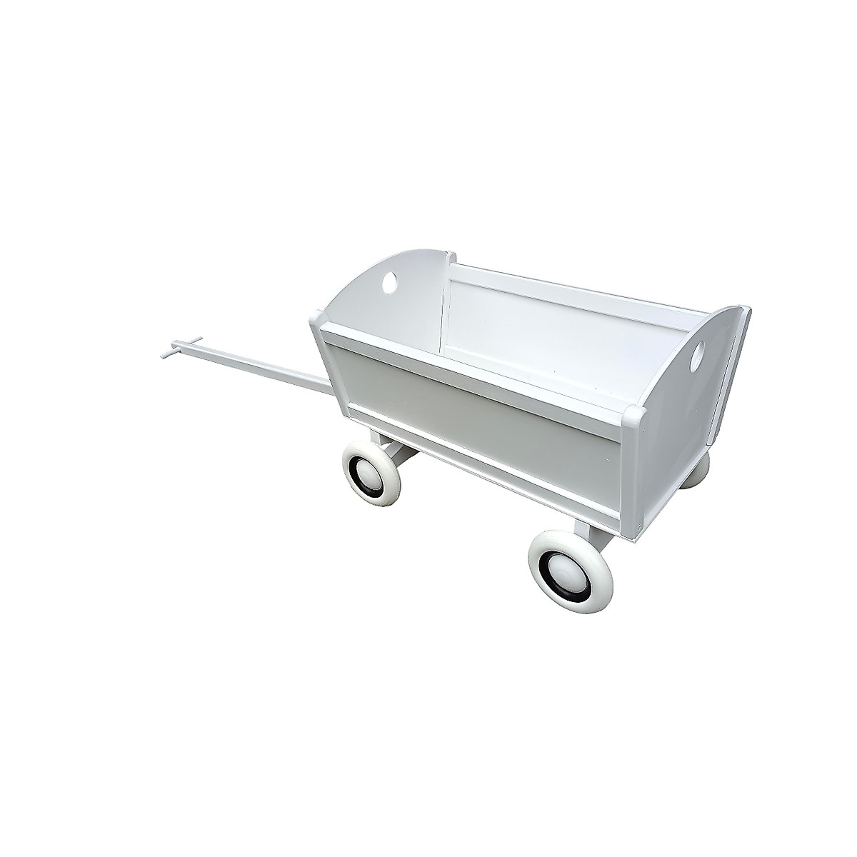 Premium Wooden Wagon STAS - Safe and Beautiful | Ideal for Weddings and Flower Girls | Color: White Fluff| Wheels: Rubber