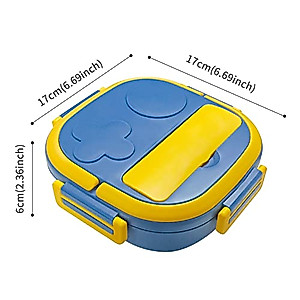 AQEENURA Small Bento Lunch box for kids Toddlers 2-7 ages,loncheras para nios,lunch containers for girls boys lunch box for school 500ML 3 Compartment with Spoon Stainless Steel Durable (Blue)
