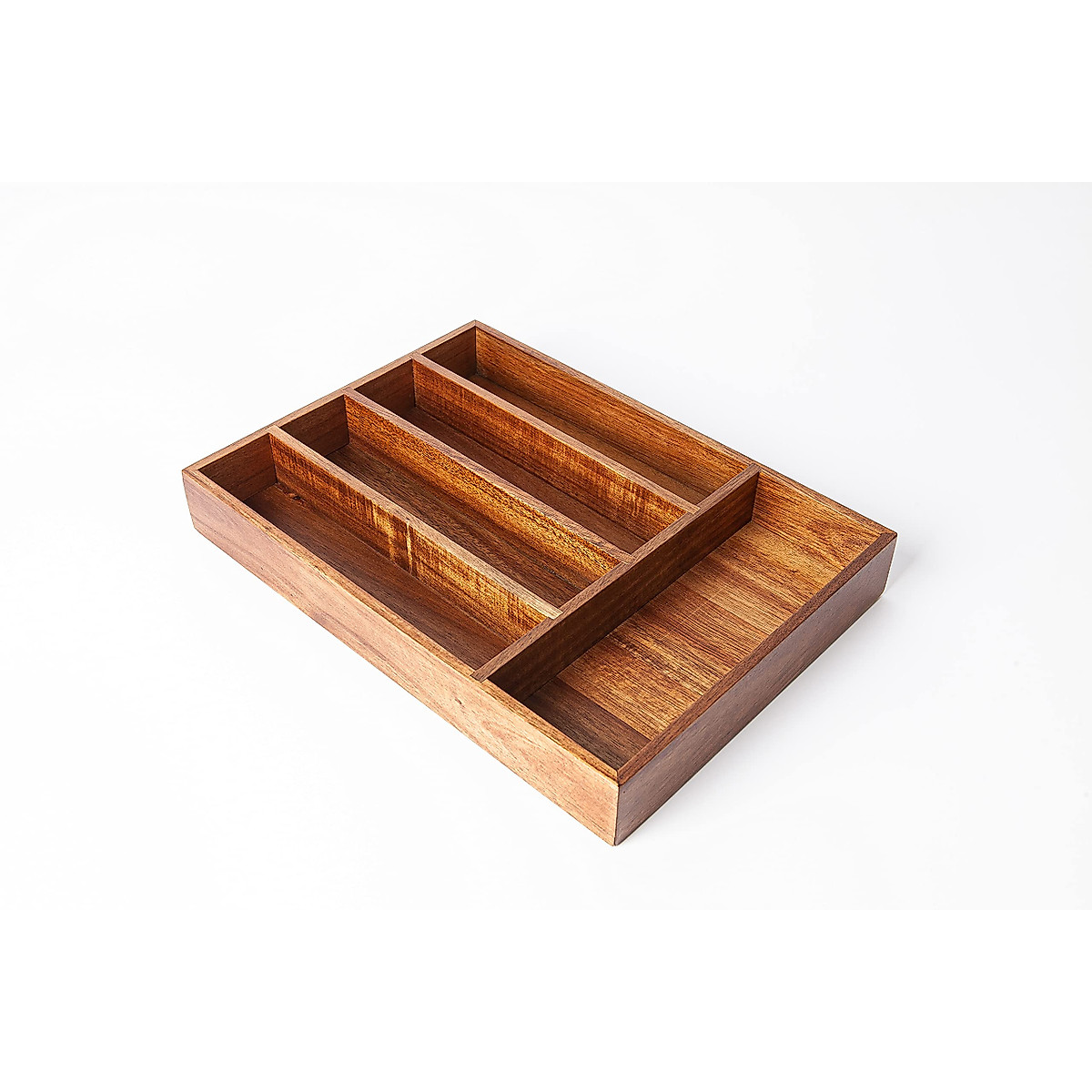 Kitchen Drawer Organizer Acacia Wood/Rubber Wood Flatware and Utensil Organizer Silverware Holder and Kitchen Storage Solution - Drawer Organizers for Kitchen (Acacia Wood, 14''x10'')