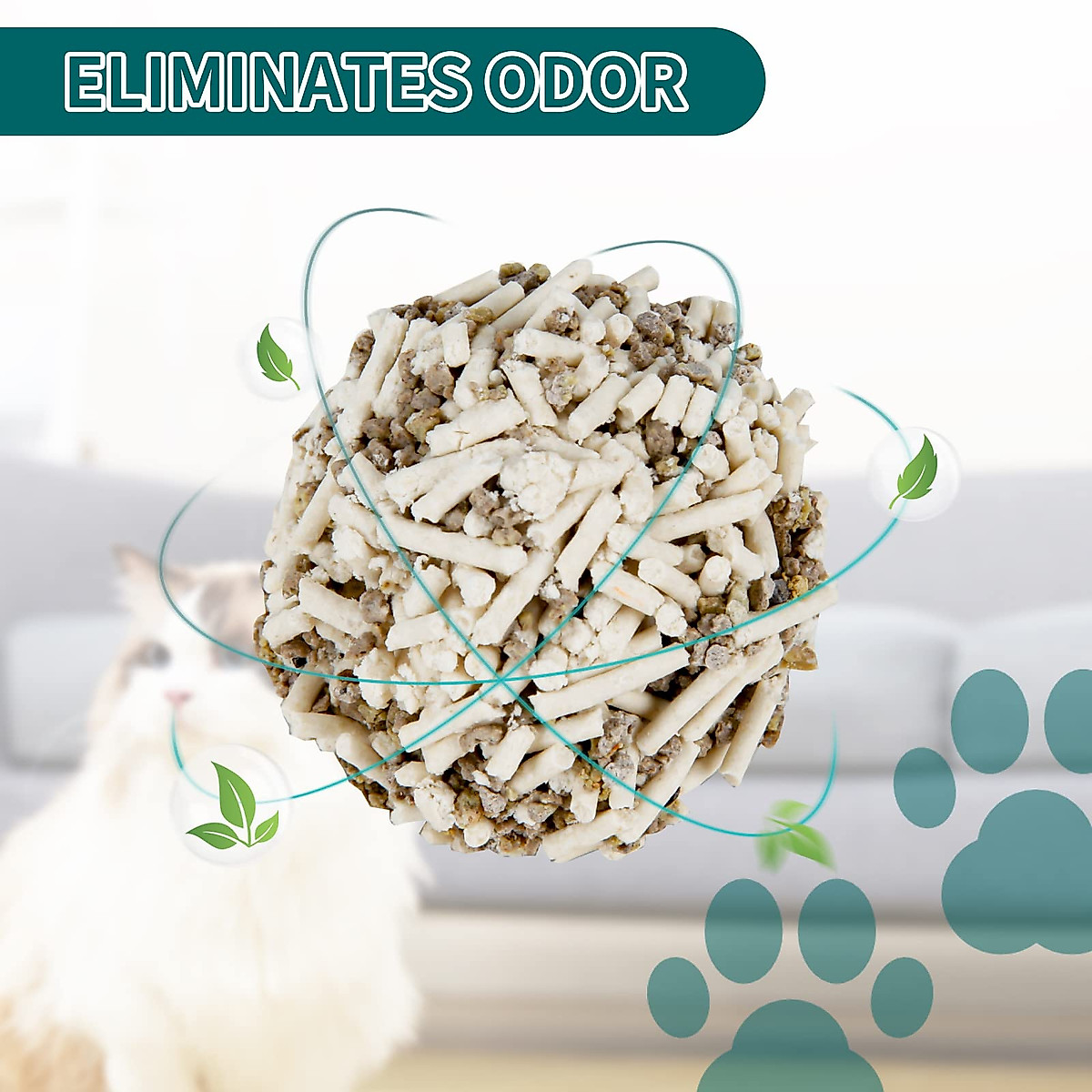 Meowgic Paws Plant-Based Cat Litter, Odor Control Quick Clumping Tofu Cat Litter, 6 lbs, Low Tracking Dust Control Lightweight Flushable Unscented Natural Kitty Litter