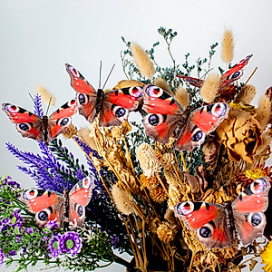 Berfutall-Inachis io Feather Fake Butterfly Decorations Set of 12 pcs with Clip Home and Party Decor Butterflies for Crafts…